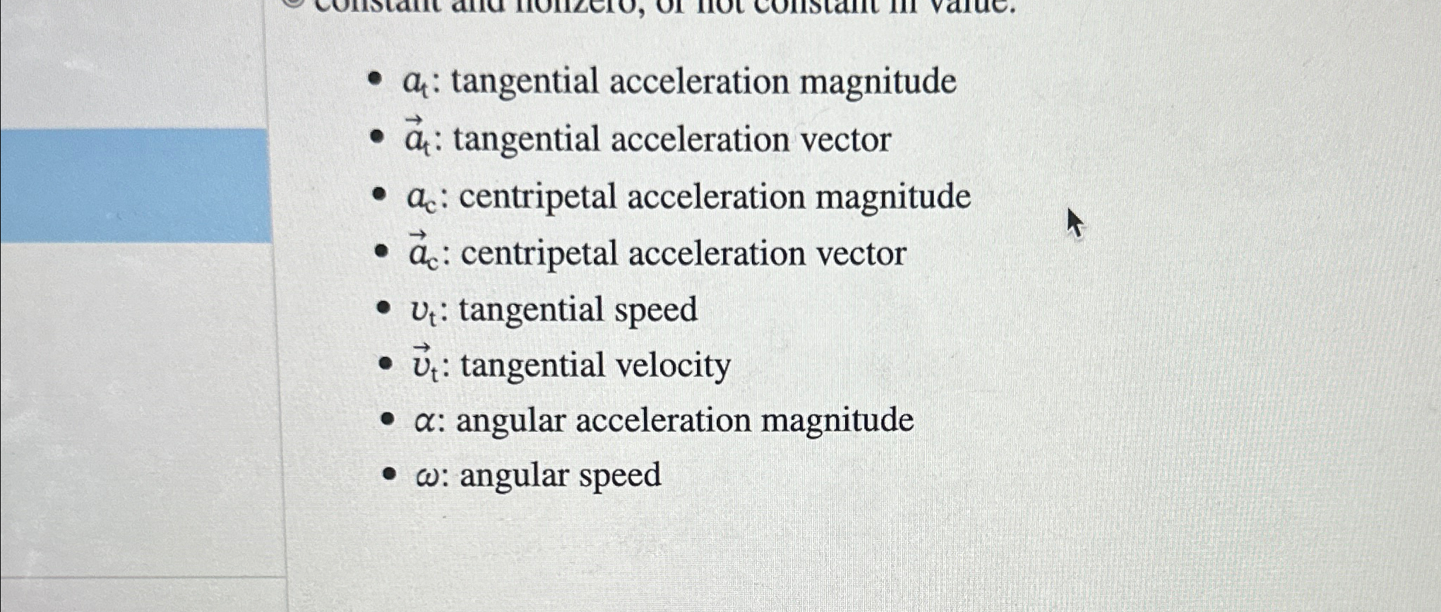 Solved a1: tangential acceleration magnitudevec(a)t ﻿: | Chegg.com