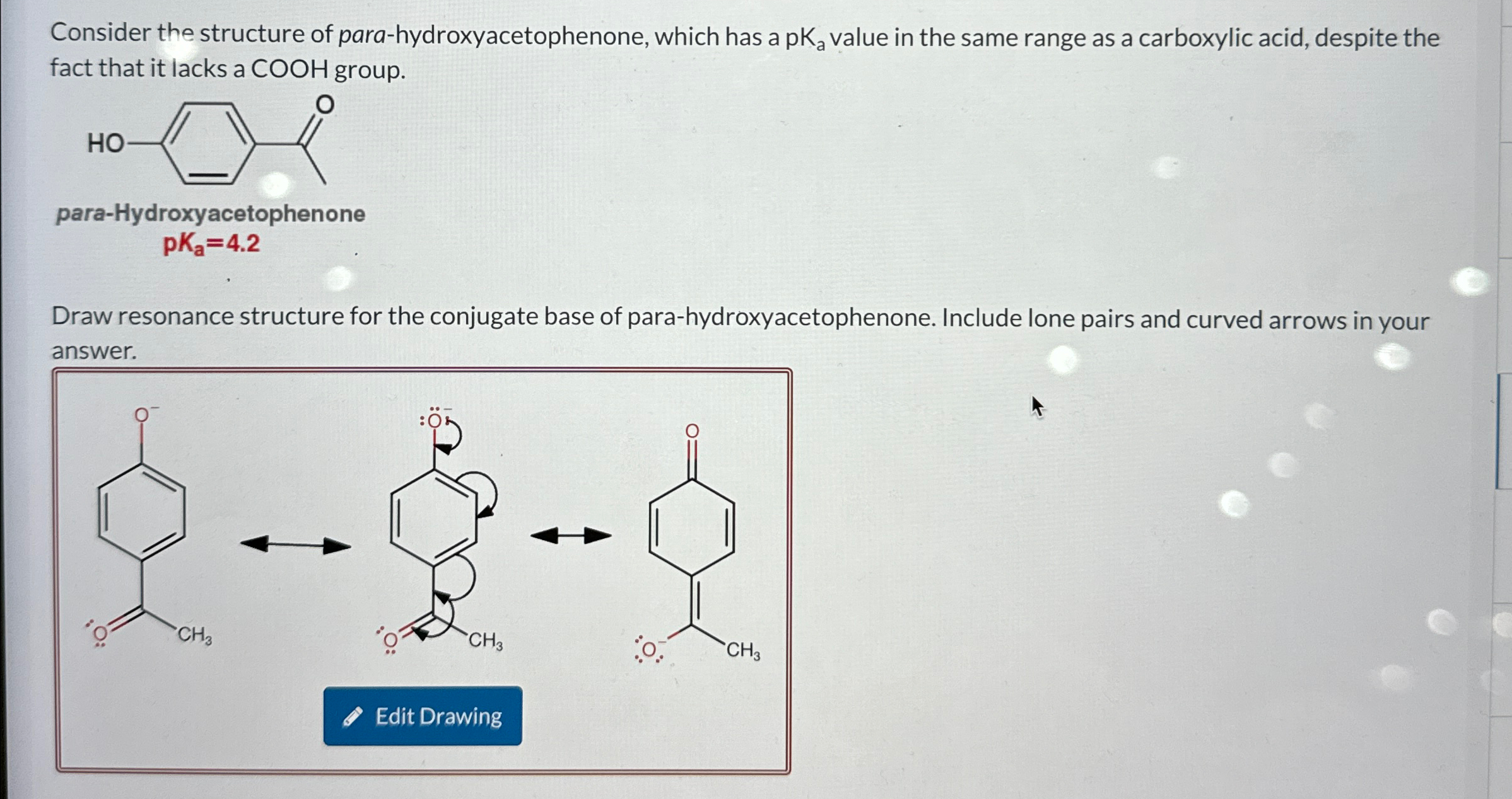 Consider the structure of para-hydroxyacetophenone, | Chegg.com