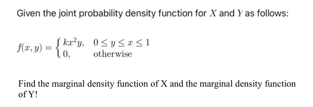 Given the joint probability density function for x | Chegg.com