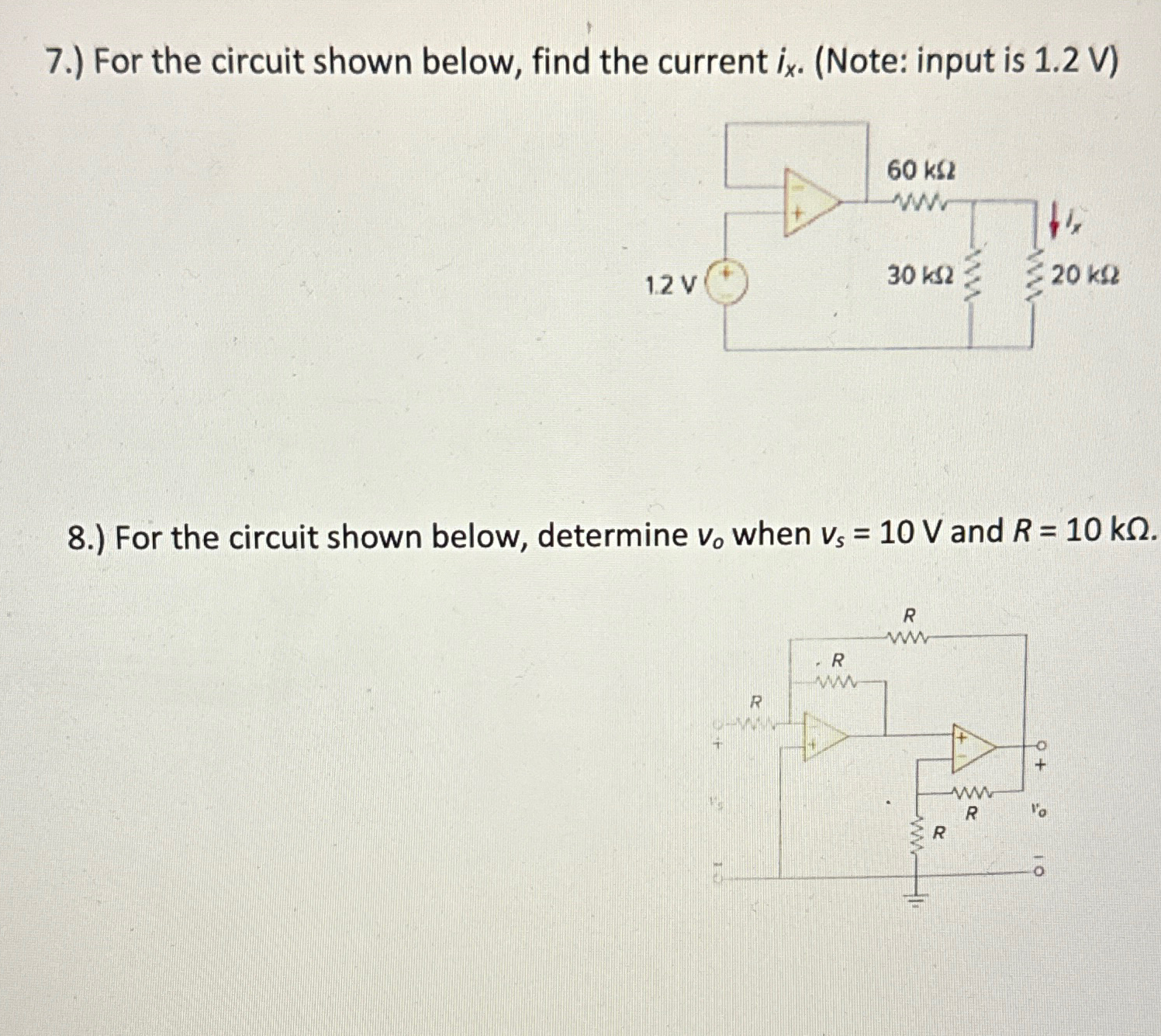 Solved 7.) ﻿For the circuit shown below, find the current | Chegg.com
