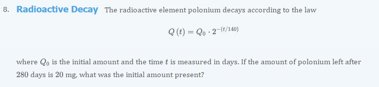 Solved Radioactive Decay The radioactive element polonium | Chegg.com