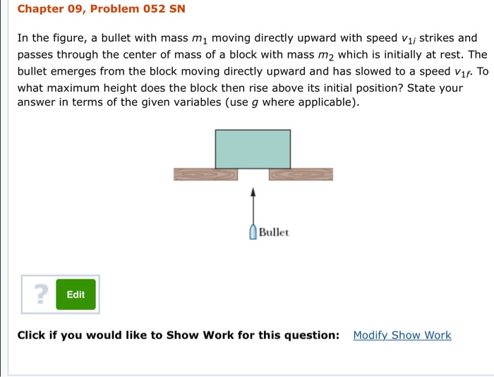 Solved Chapter 09, Problem 052 SN In the figure, a bullet | Chegg.com