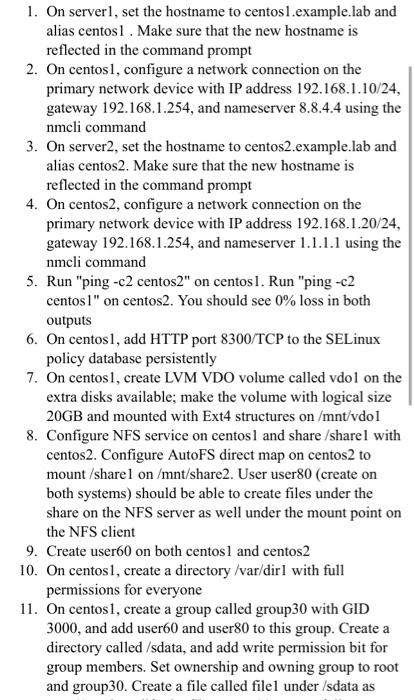 Solved 11 On Centos 1 Create A Group Called Group 30 With