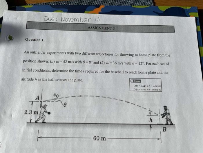 Solved An outfielder experiments with two different | Chegg.com