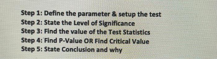 Solved Step 1: Define the parameter & setup the test Step 2: | Chegg.com