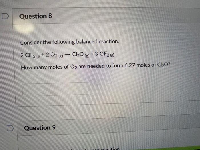 Solved Consider The Following Balanced Reaction