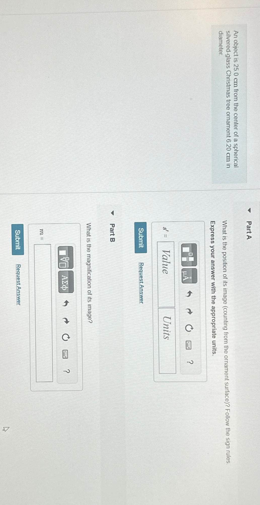 Solved Part AAn object is 25.0cm ﻿from the center of a | Chegg.com