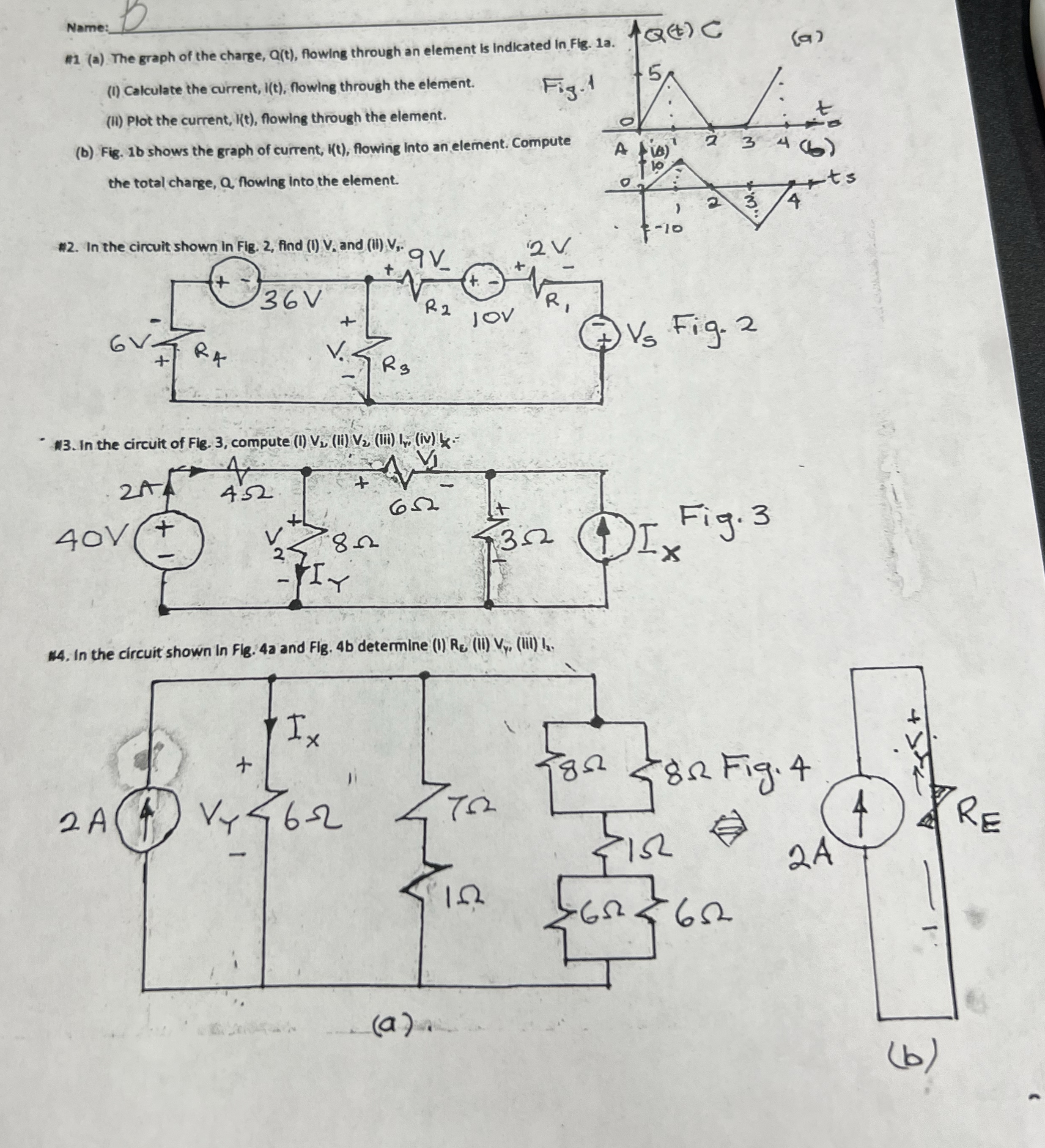 Solved #1 (a) ﻿The graph of the charge, ), ﻿flowing through | Chegg.com