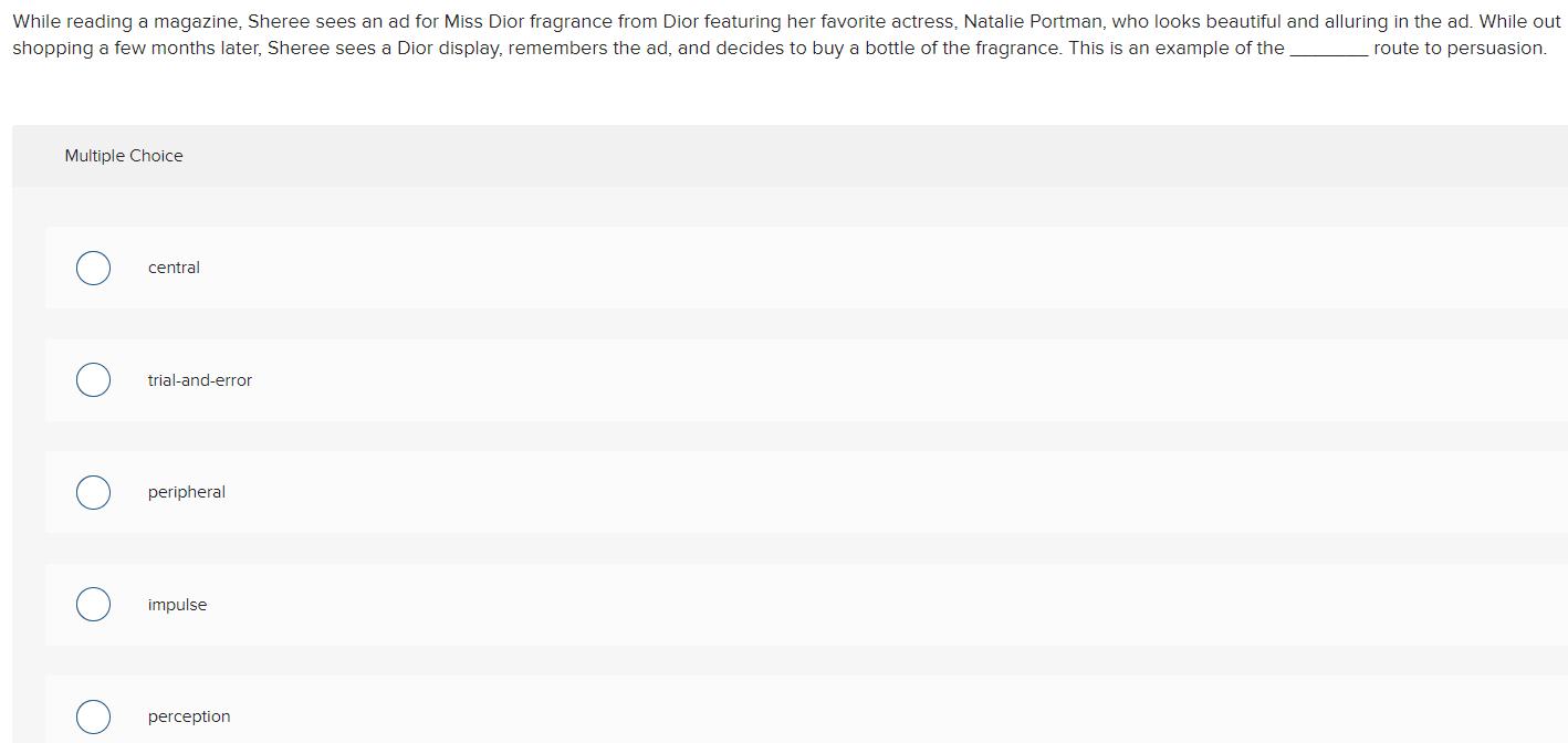 Solved While reading a magazine, Sheree sees an ad for Miss | Chegg.com