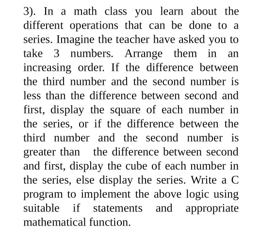 Solved 3). In a math class you learn about the different | Chegg.com