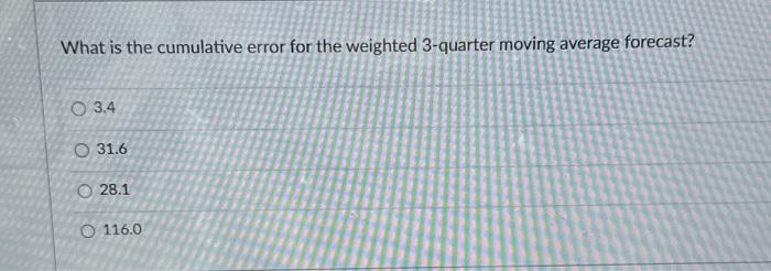 Solved What is the cumulative error for the weighted 3 | Chegg.com