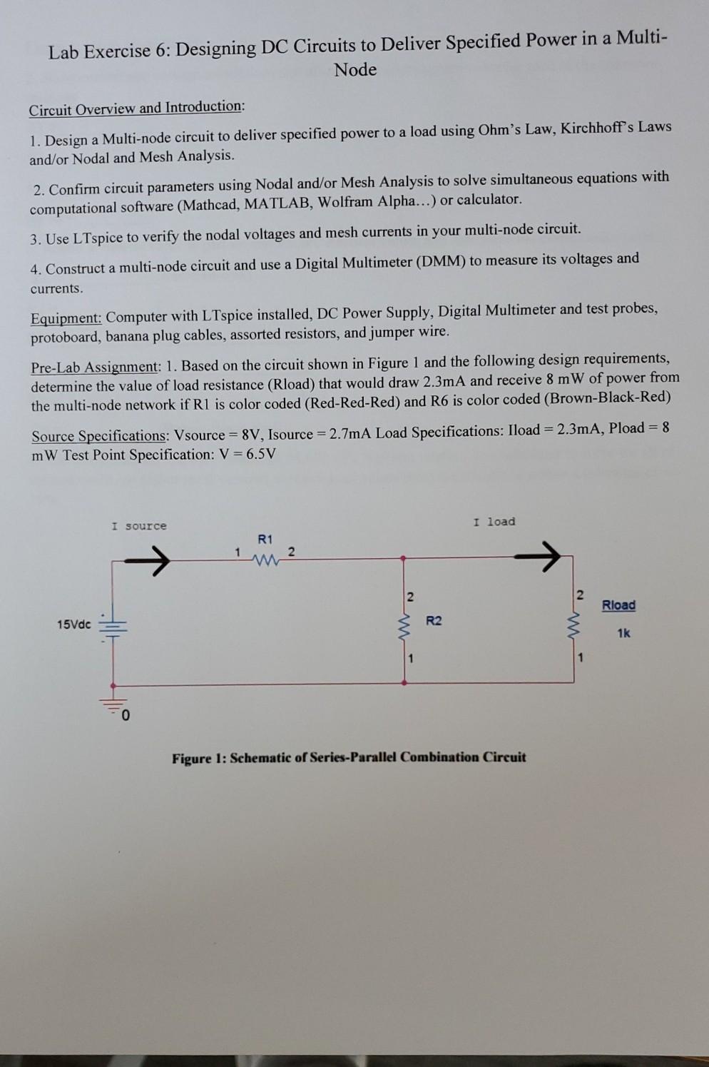 Solved Lab Exercise 6: Designing DC Circuits to Deliver | Chegg.com