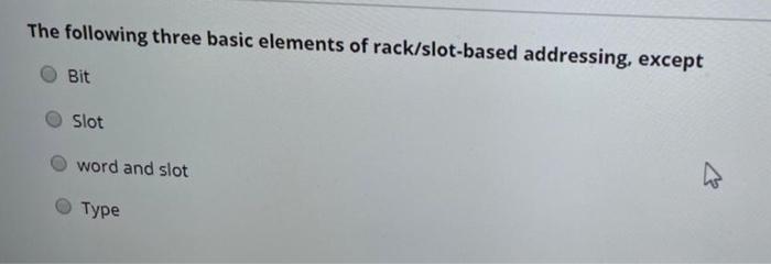 Solved The following three basic elements of rack/slot-based | Chegg.com