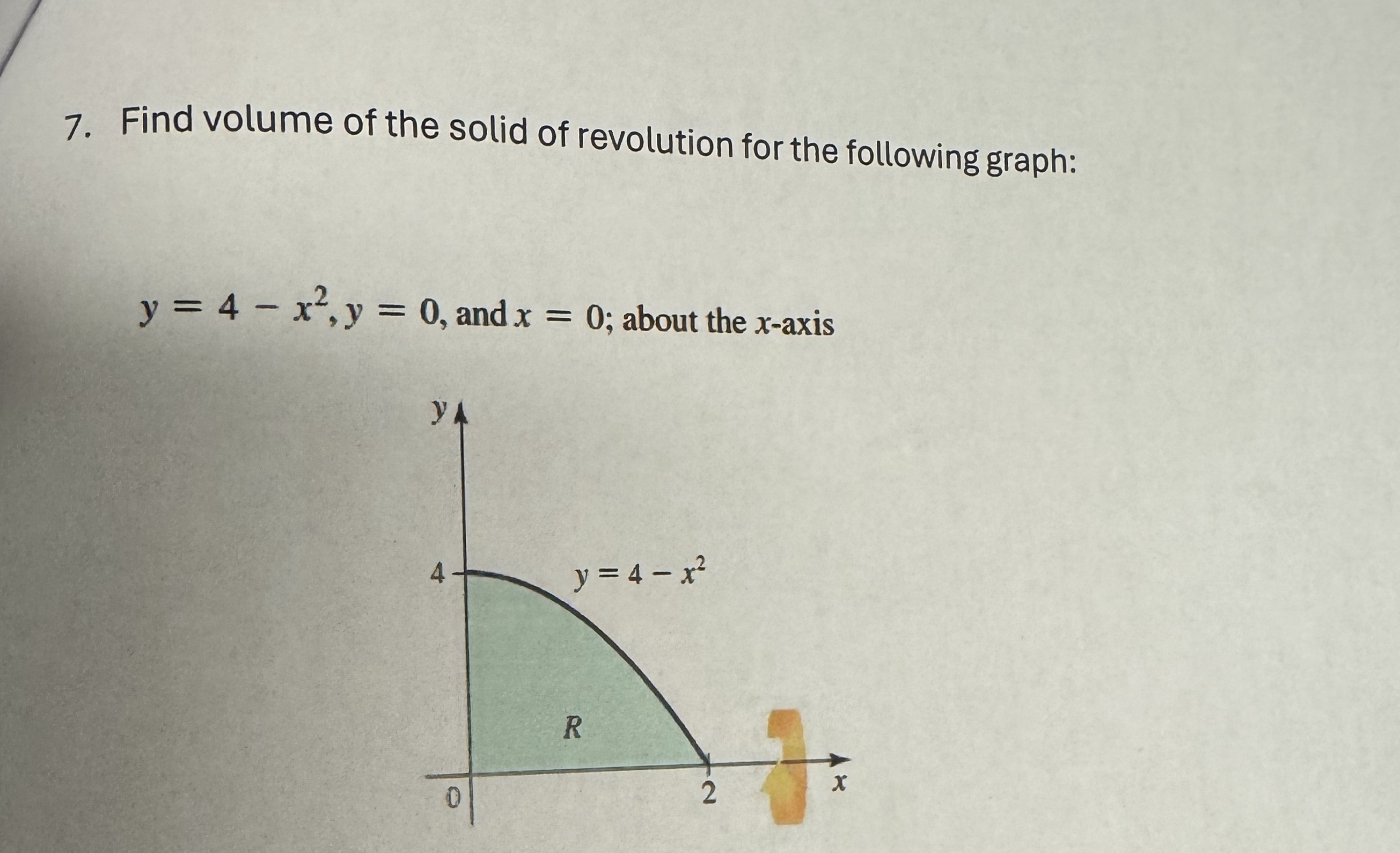 Solved Find volume of the solid of revolution for the | Chegg.com