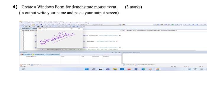Solved 4) Create a Windows Form for demonstrate mouse event. | Chegg.com