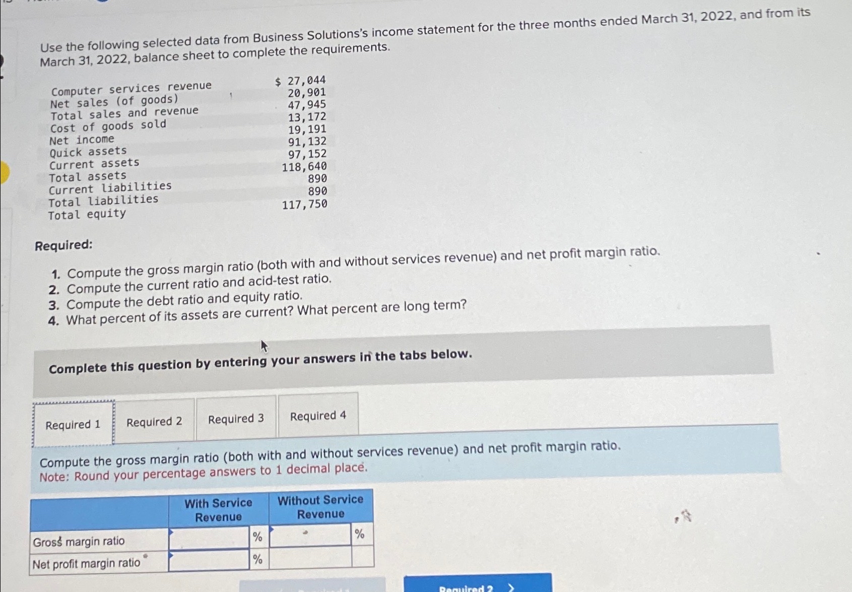 Solved Use the following selected data from Business | Chegg.com