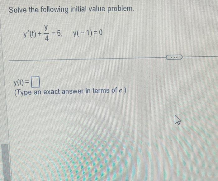 [solved] Solve The Following Initial Value Problem [ Y {