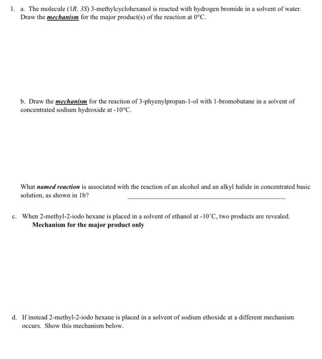 Solved 1. a. The molecule (1R,3S) 3-methylcyclohexanol is | Chegg.com