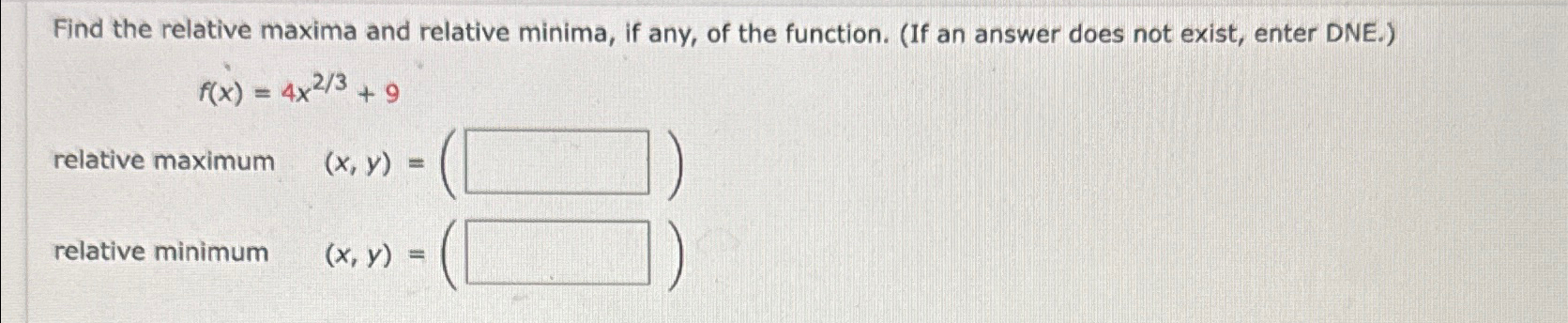 Solved Find the relative maxima and relative minima, if any, | Chegg.com