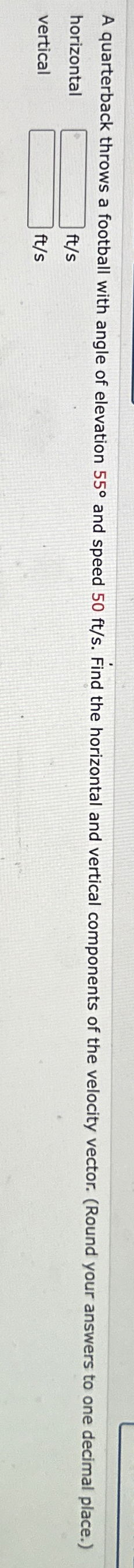 Solved A quarterback throws a football with angle of | Chegg.com