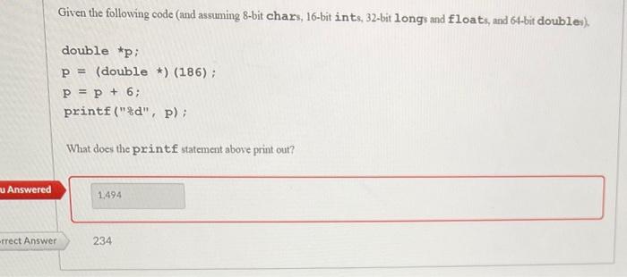 Given the following code (and assuming 8-bit chars, | Chegg.com