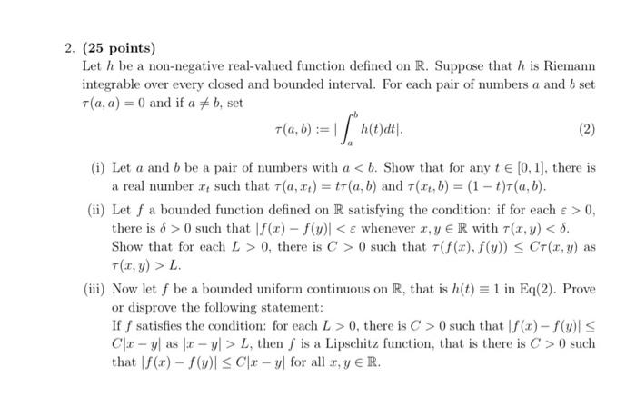 2. (25 points) Let h be a non-negative real-valued | Chegg.com