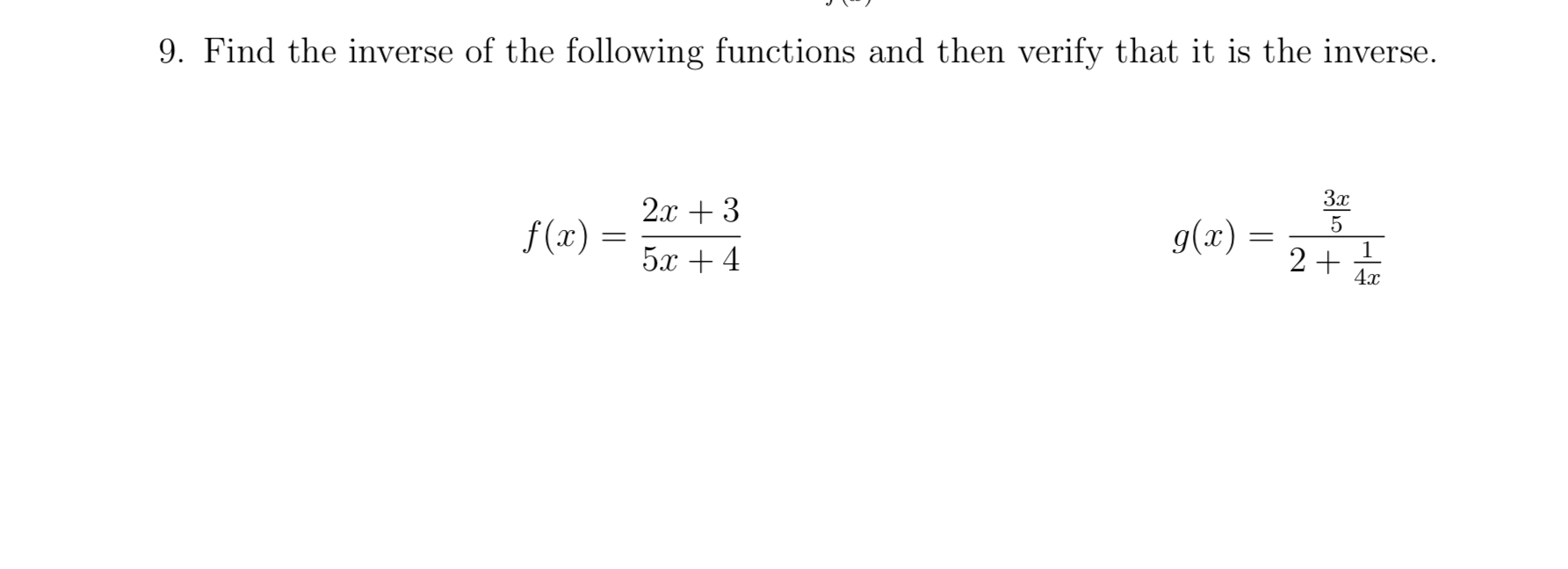 Solved Find the inverse of the following functions and then | Chegg.com