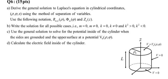 Solved a) Derive the general solution to Laplace's equation | Chegg.com