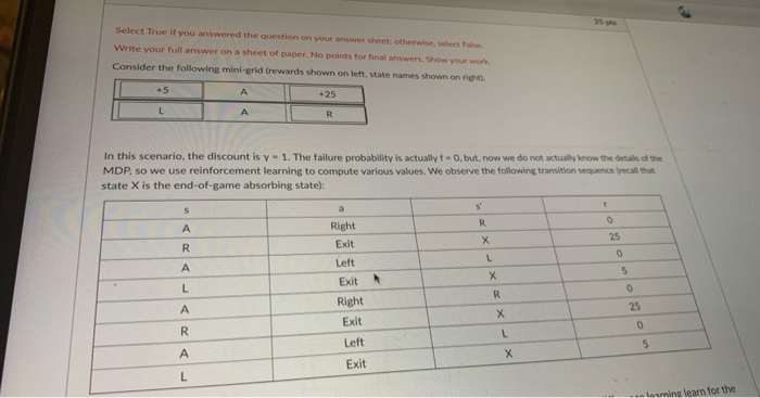 Select True if you answered the question on your | Chegg.com