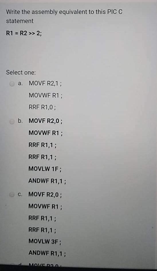 Solved Choose The Write Program Segment Write A Program That