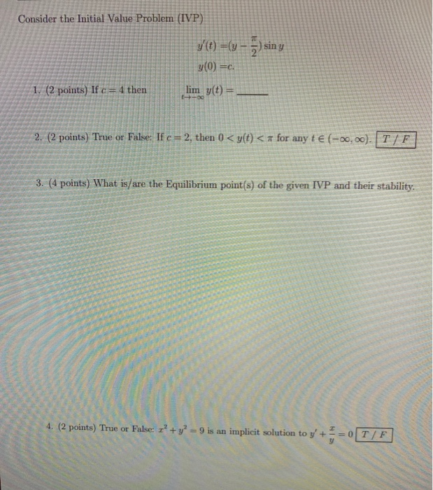 Solved Consider the Initial Value Problem (IVP) y(t) =(y – | Chegg.com