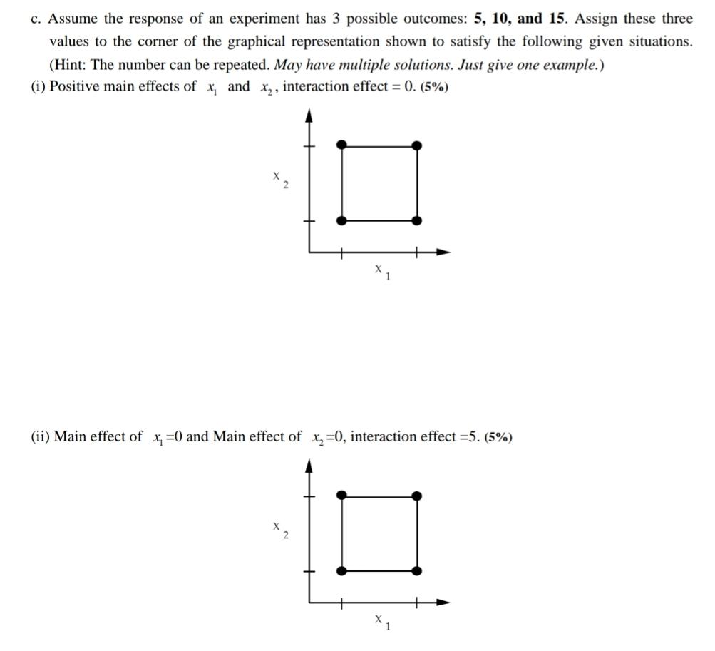 Solved c. ﻿Assume the response of an experiment has 3 | Chegg.com