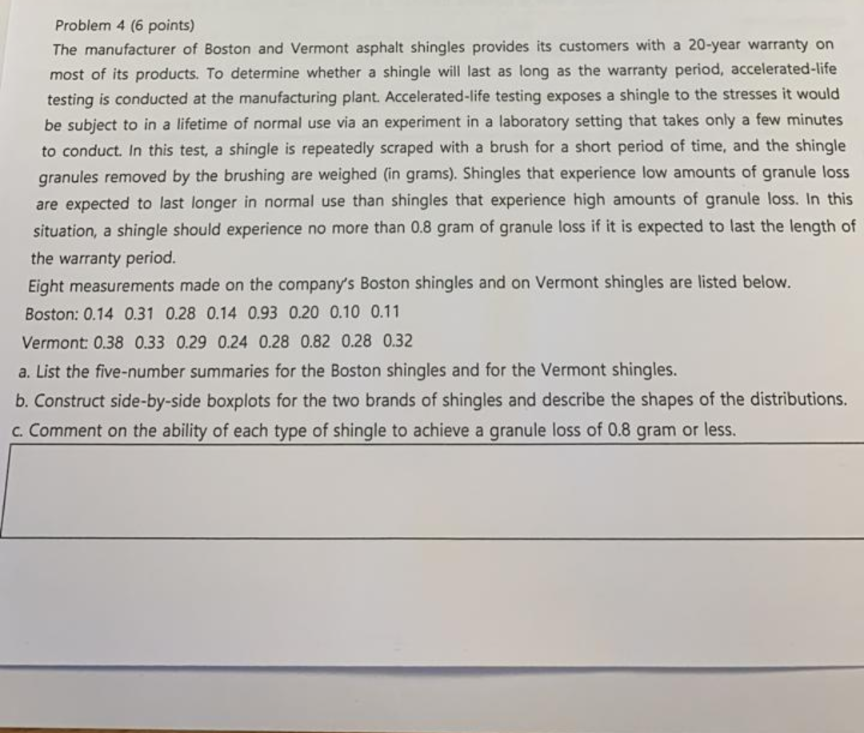 Solved Problem 4 (6 points) The manufacturer of Boston and | Chegg.com