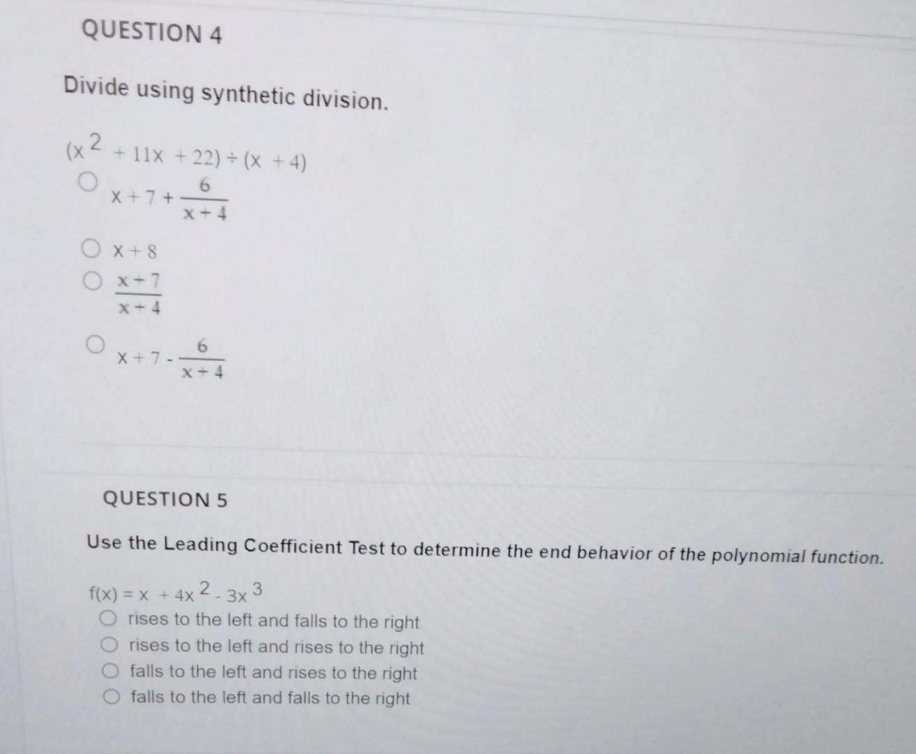 Solved Divide using synthetic division. | Chegg.com