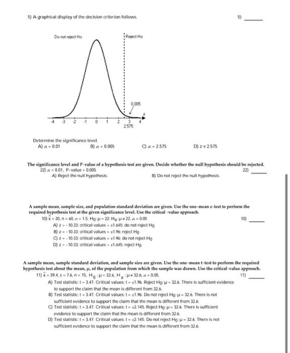3) A graphical display of the decision criterion | Chegg.com