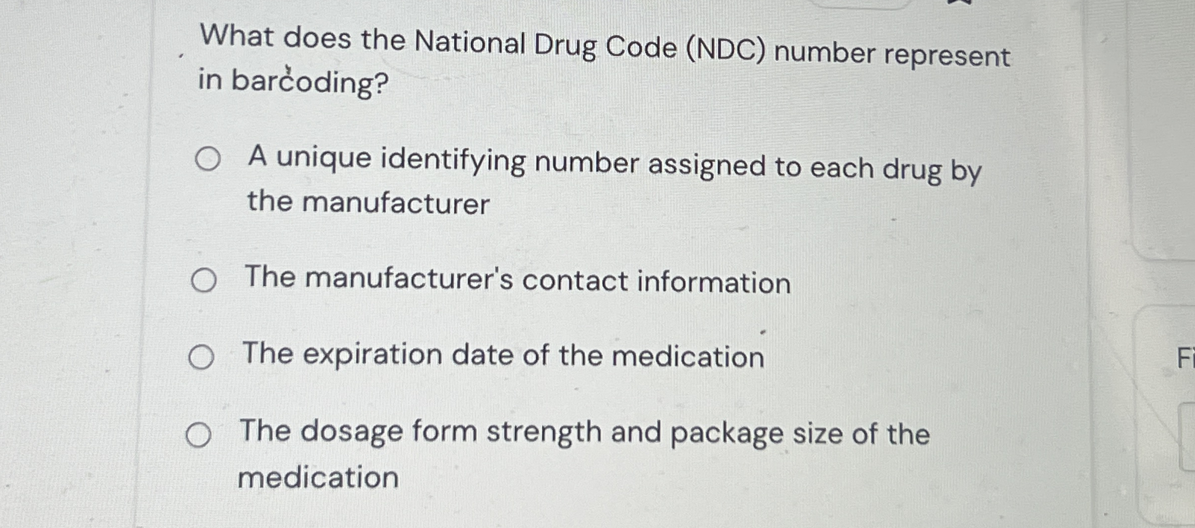 Solved What does the National Drug Code (NDC) ﻿number | Chegg.com