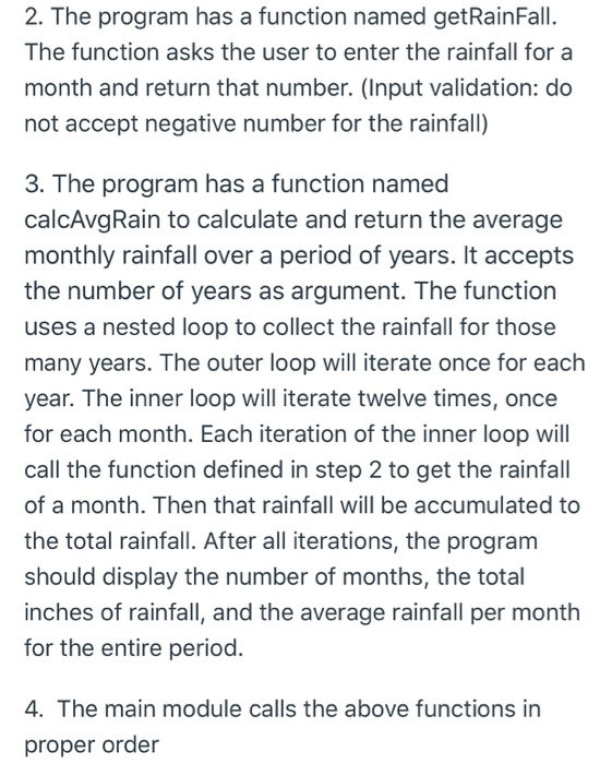 Solved Question: Average RainfallWrite a algorithm and | Chegg.com