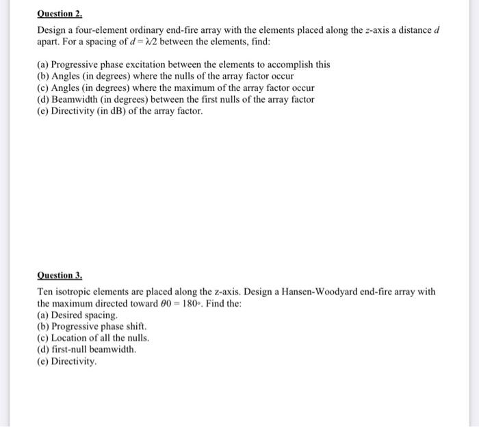 Solved Question 1. Design a broadside Dolph-Tschebyscheff | Chegg.com