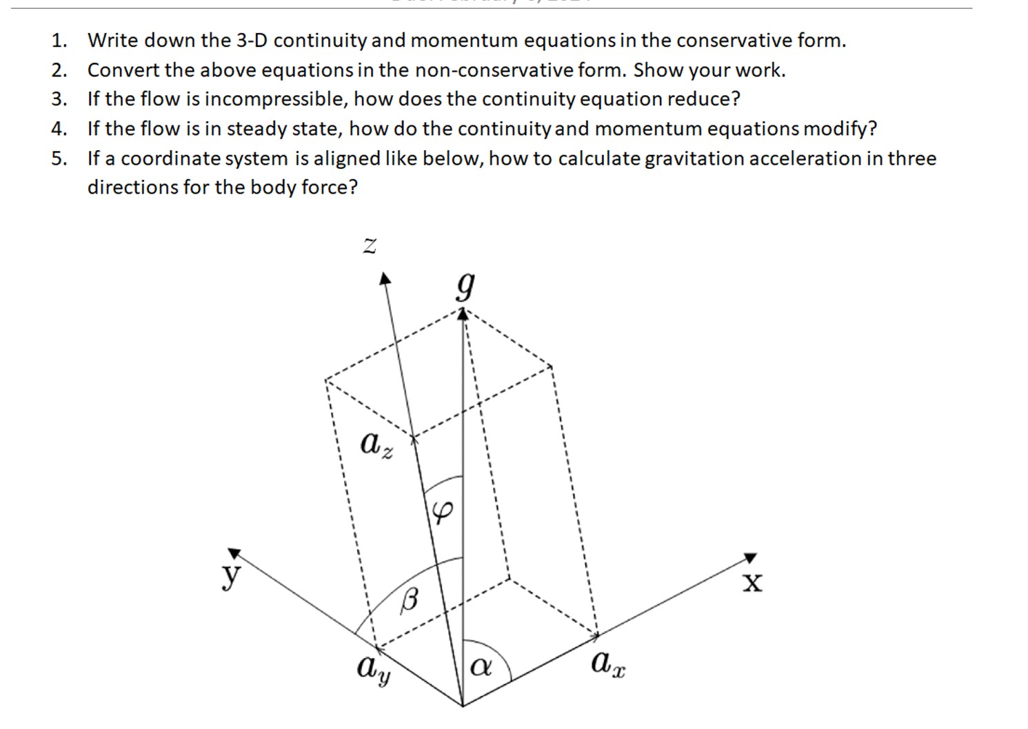 Solved Write down the 3-D continuity and momentum equations | Chegg.com