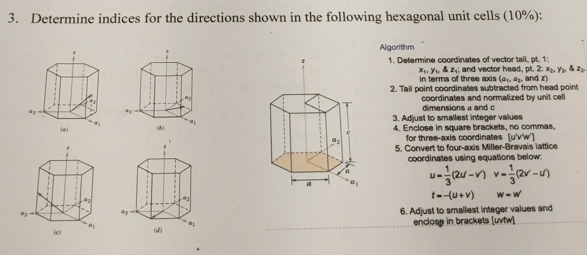 Solved 3. Determine indices for the directions shown in the | Chegg.com