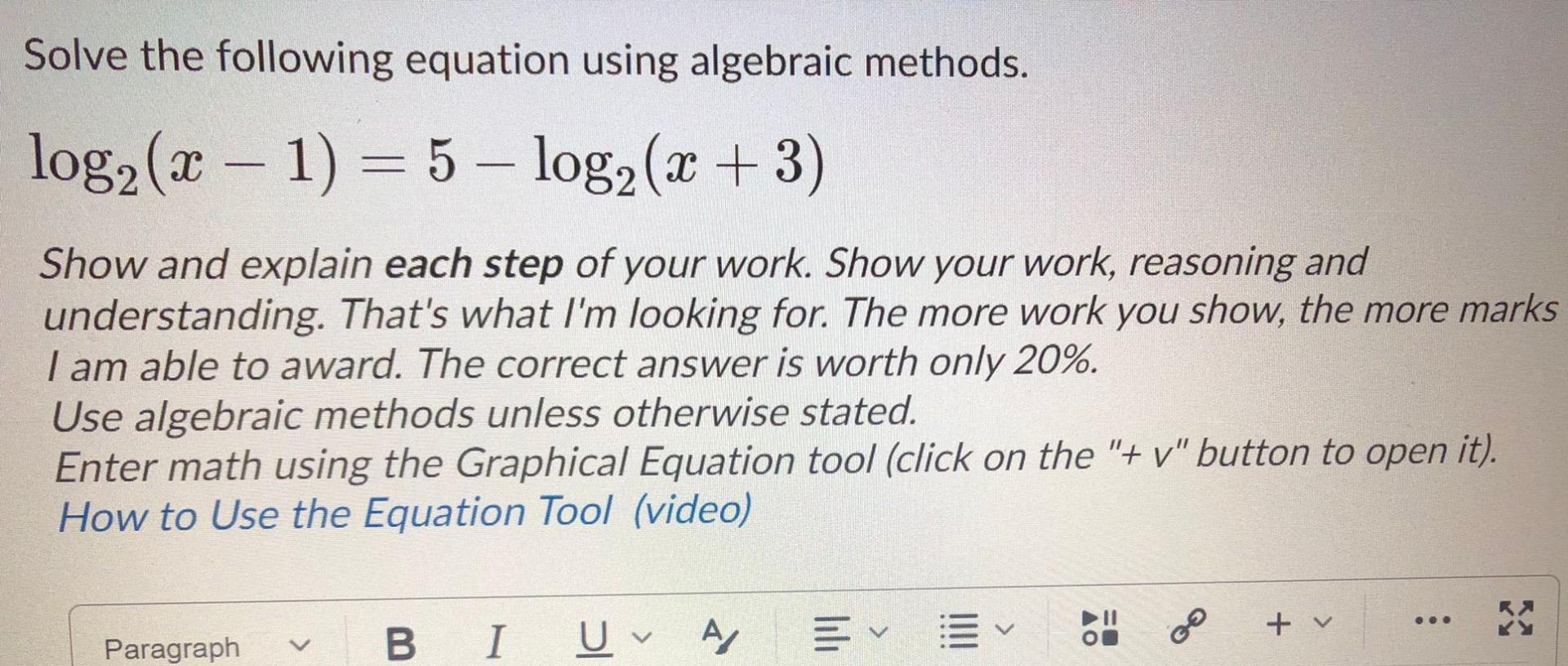 Solved Solve the following equation using algebraic methods. | Chegg.com