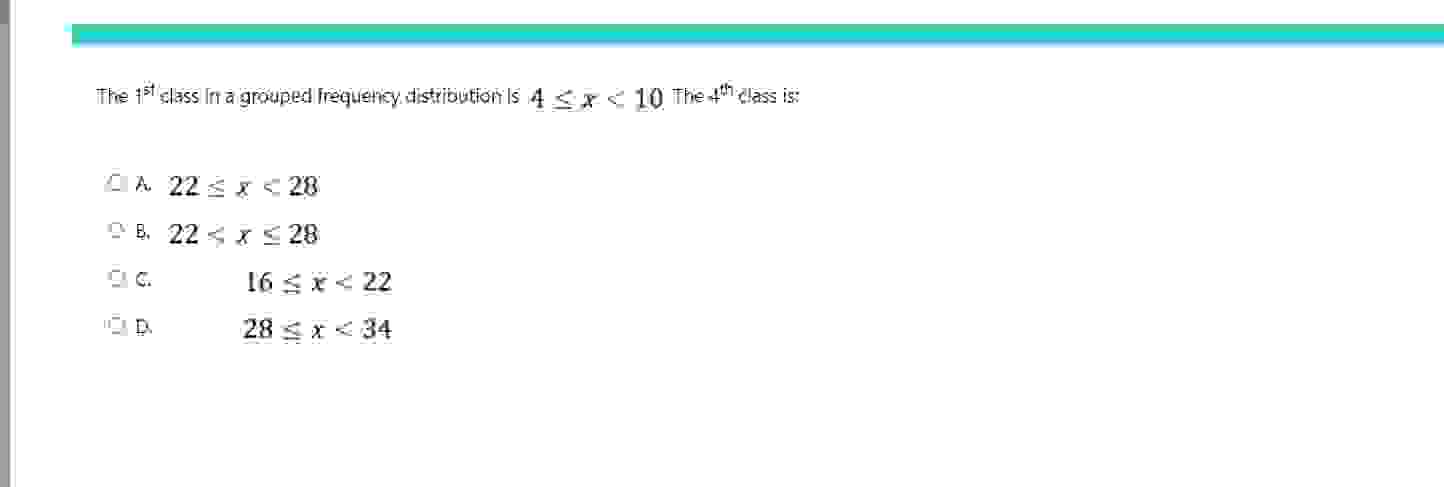 Solved A. 22≤x‾-28․ 22≤x‾≤28C. ,16≤x