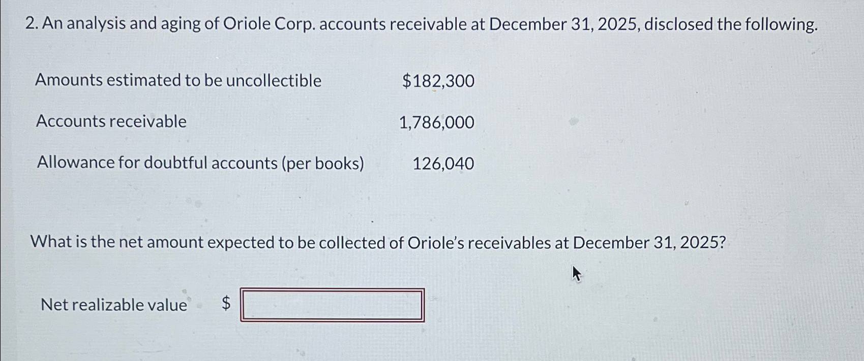 Solved An analysis and aging of Oriole Corp. accounts | Chegg.com