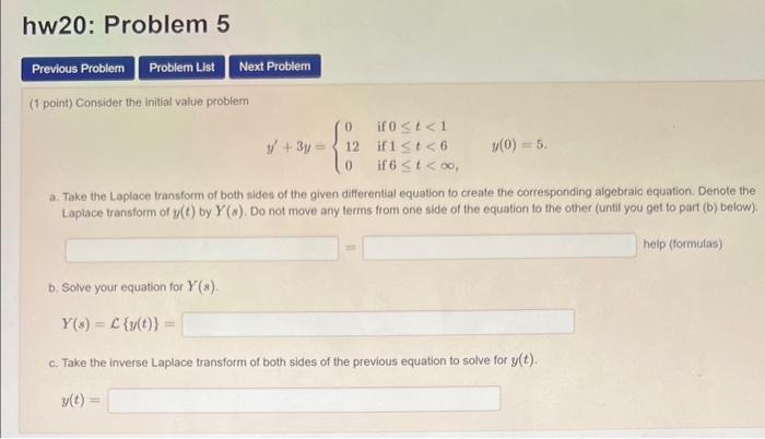 Solved (4 point) Consider the initial value problem | Chegg.com