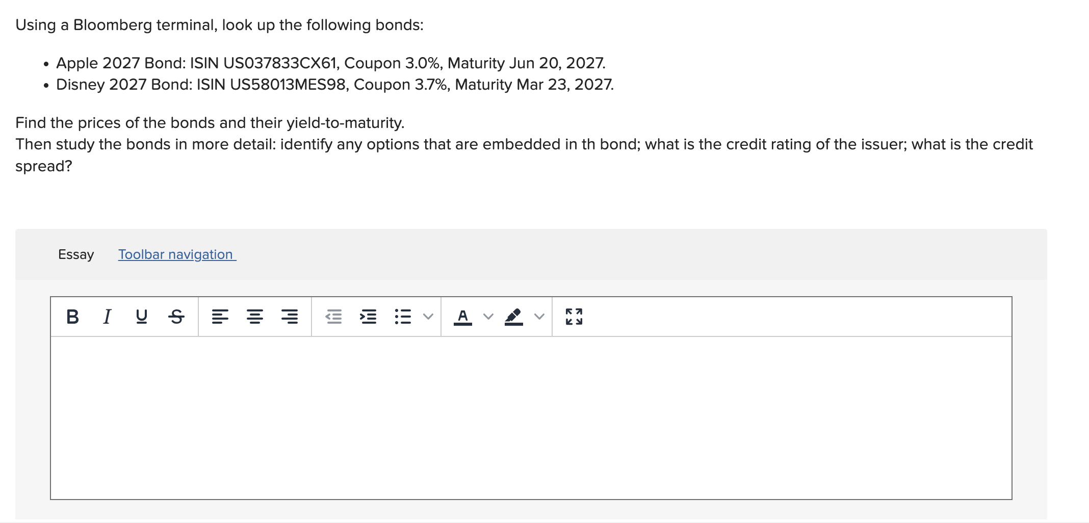 Solved Using a Bloomberg terminal, look up the following | Chegg.com