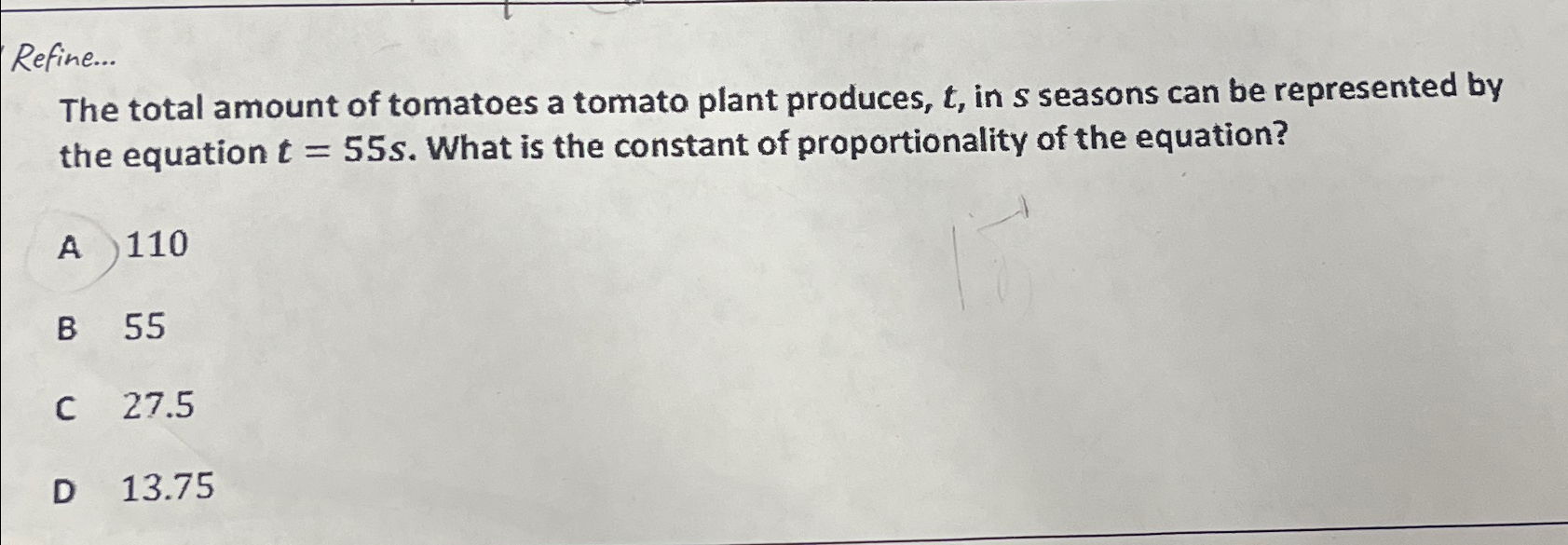 Solved Refine...The total amount of tomatoes a tomato plant | Chegg.com