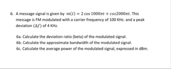 Solved A message signal is given by | Chegg.com