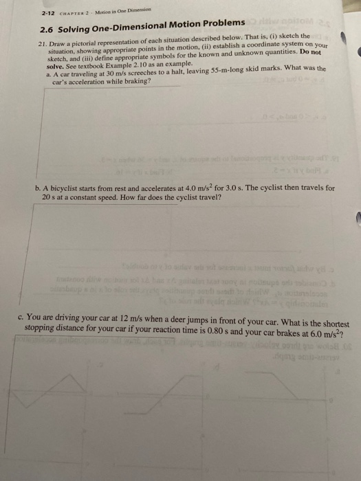 Solved 2-12 CHAPTER 2 Motion in One Dimension 2.6 Solving | Chegg.com