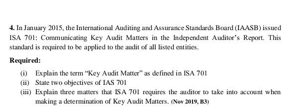 Solved 4. In January 2015, the International Auditing and | Chegg.com