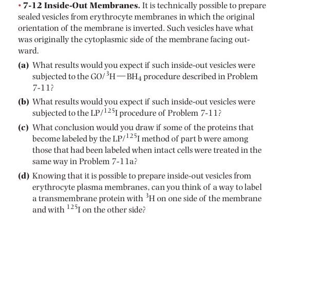 Solved 7-12 ﻿Inside-Out Membranes. It is technically | Chegg.com